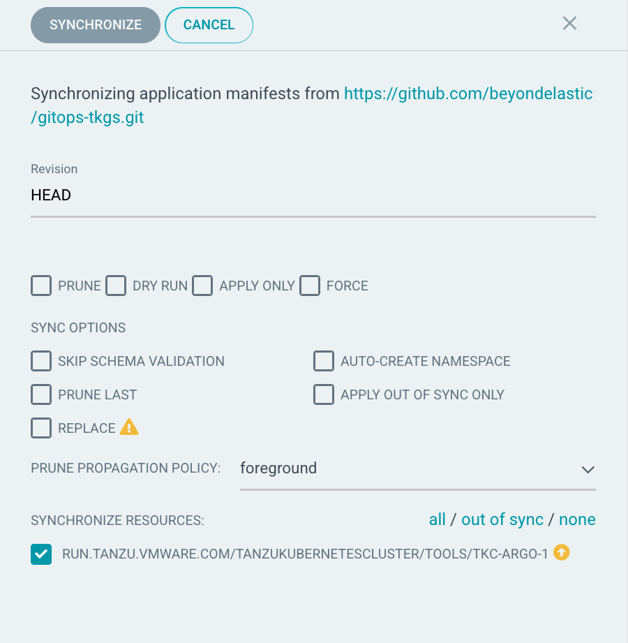 GitOps with Argo CD on vSphere with Tanzu – beyond elastic